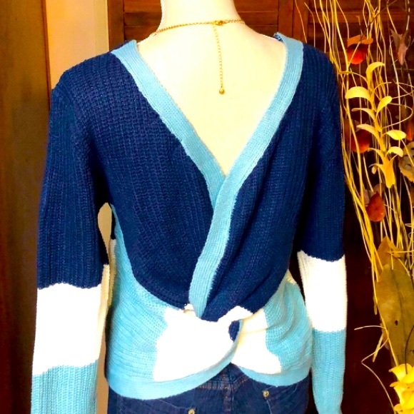 Poof Apparel | Sweaters | Nwt Poof Apparel Twist Back Colorblock ...